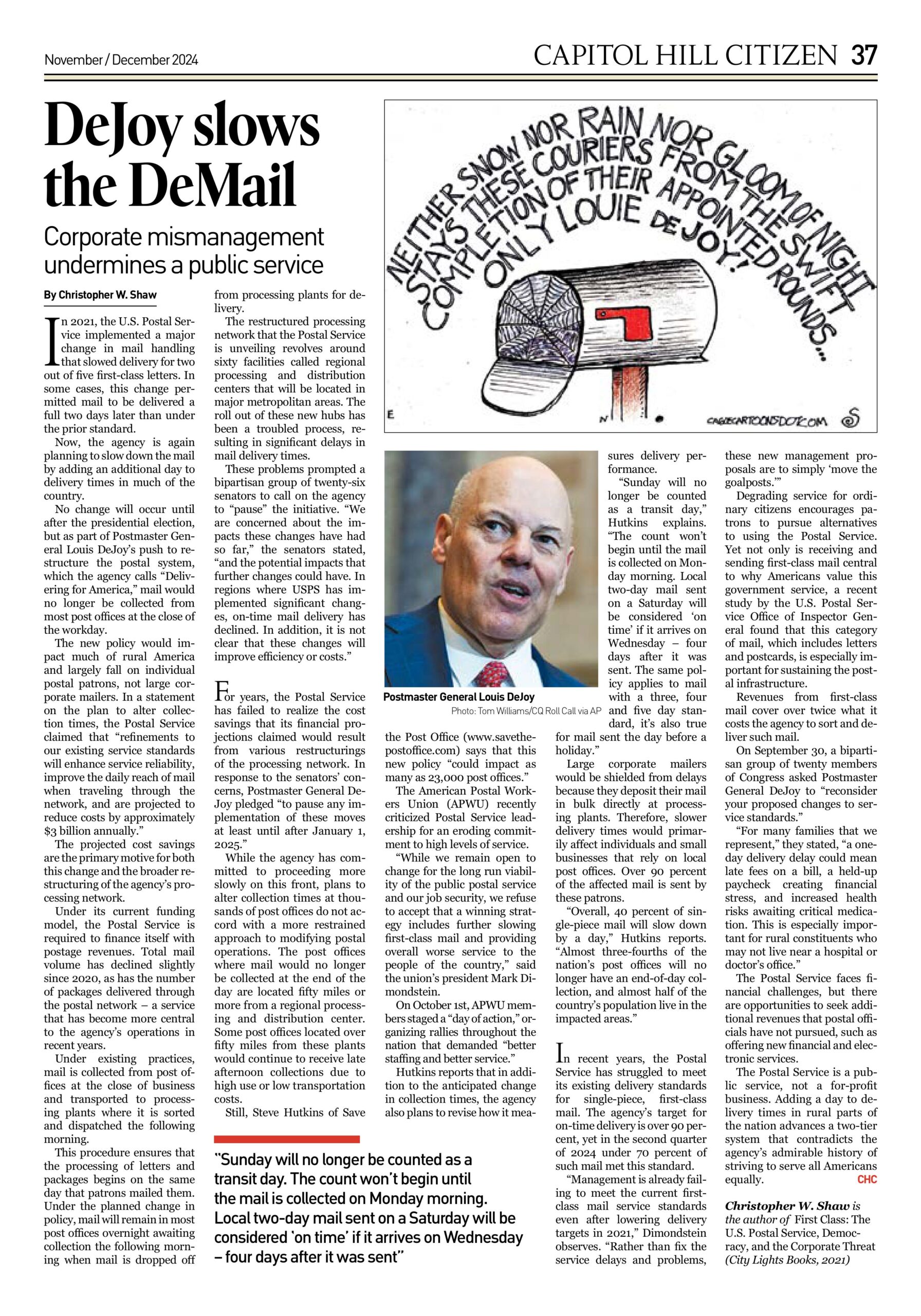 DeJoy Slows DeMail: Corporate Mismanagement Undermines a Public Service